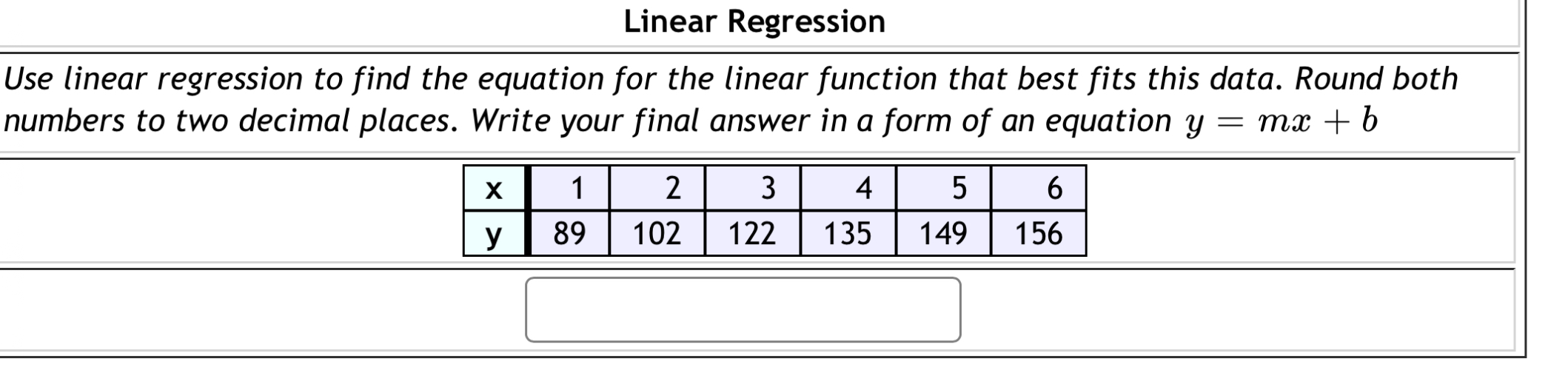 Solved Linear RegressionUse linear regression to find the | Chegg.com