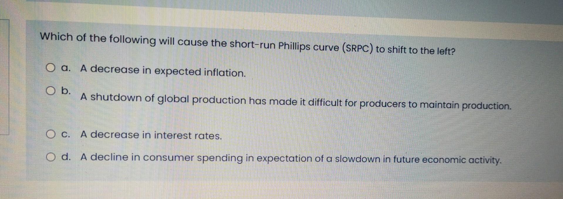 Solved Which of the following will cause the short-run | Chegg.com