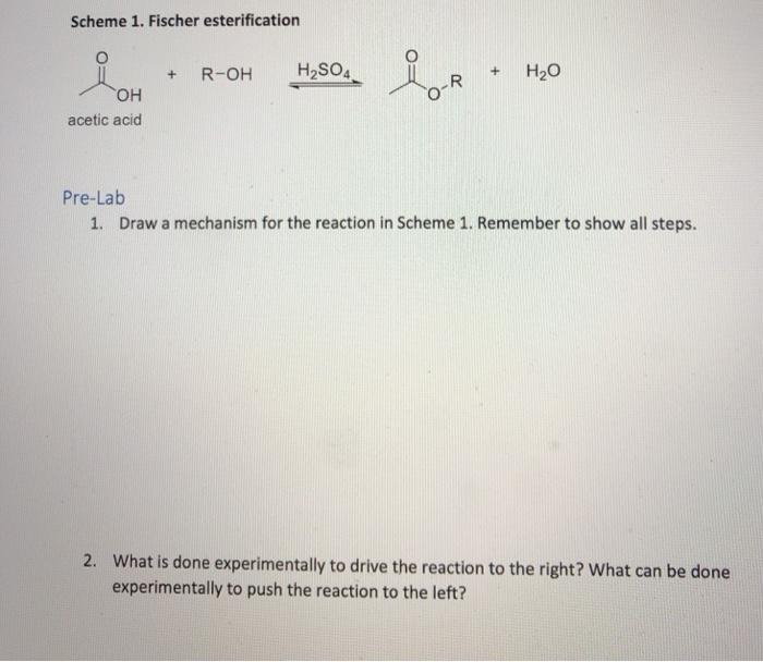 Solved Scheme 1. Fischer esterification LOH + + R-OH H2SO4 | Chegg.com