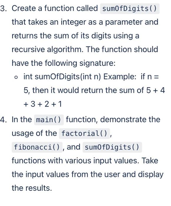 Solved 1. Create a function called that takes an integer as | Chegg.com