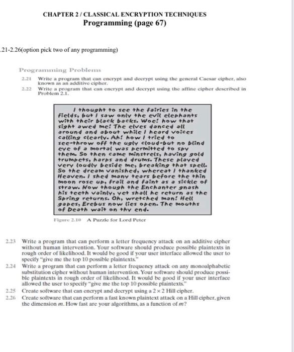 Solved CHAPTER 2 / CLASSICAL ENCRYPTION TECHNIQUES | Chegg.com