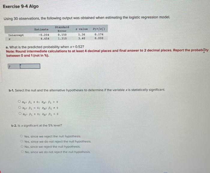 Solved Using 30 observations, the following output was | Chegg.com