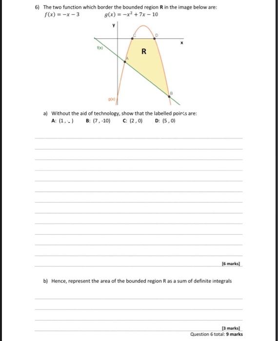 Solved 6) The two function which border the bounded region R | Chegg.com