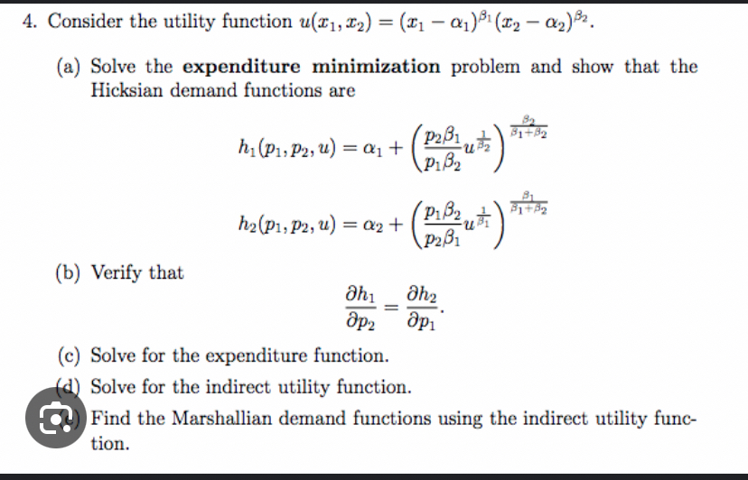 Solved Consider the utility function | Chegg.com