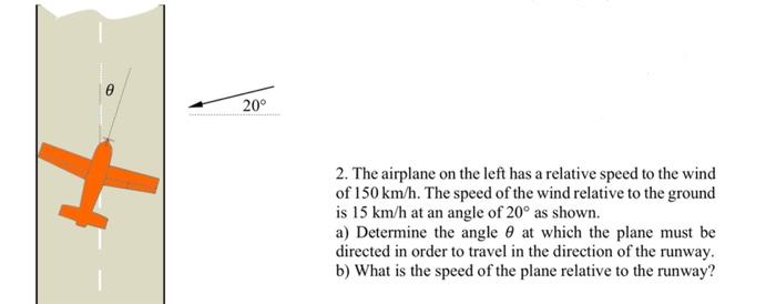 Solved 20° 2. The airplane on the left has a relative speed | Chegg.com