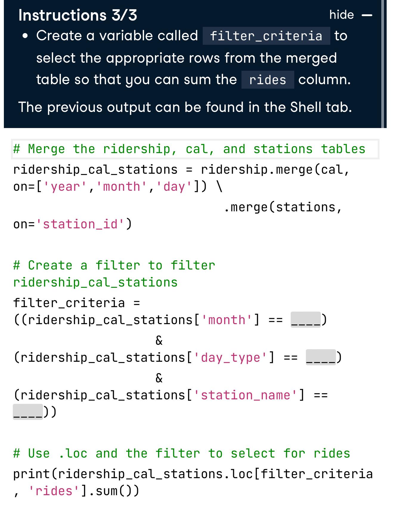 Solved Instructions 33hide -Create a variable called | Chegg.com