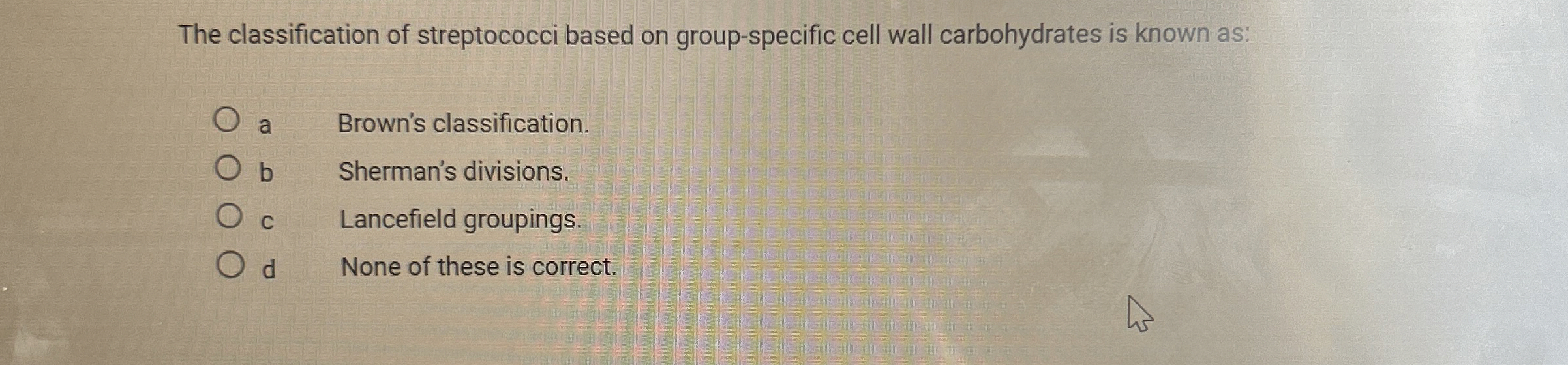 Solved The classification of streptococci based on | Chegg.com