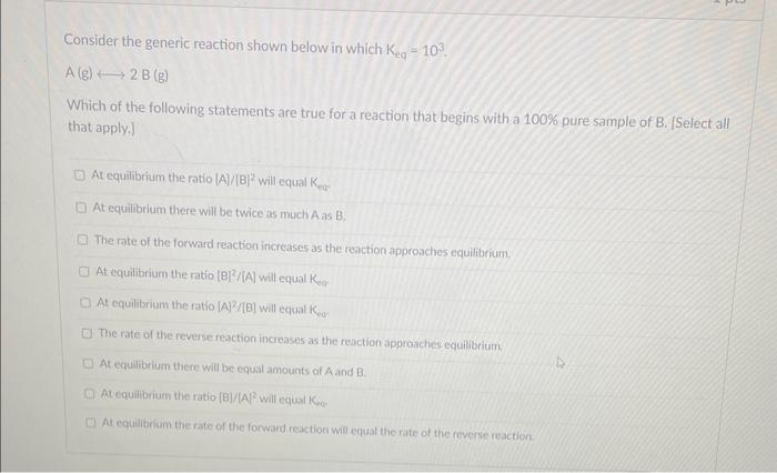 Solved Consider the generic reaction shown below in which | Chegg.com
