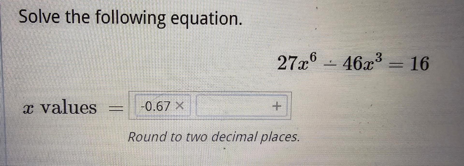Solved Solve the following equation.Round to two decimal | Chegg.com