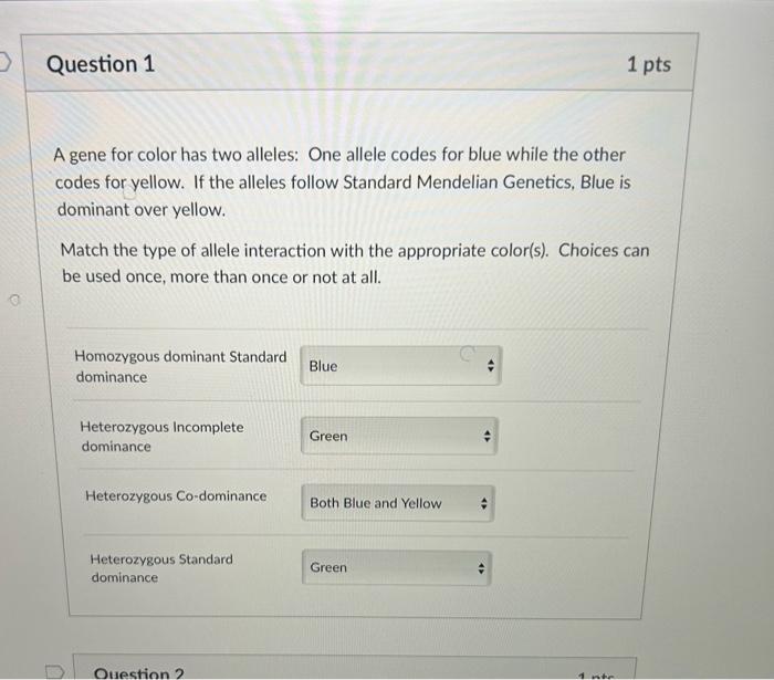 Solved A gene for color has two alleles: One allele codes | Chegg.com