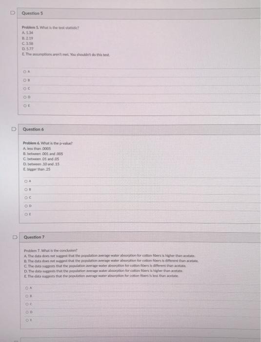Solved Problems 4 to 2 refer to the following: We want to | Chegg.com