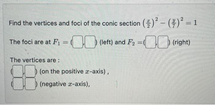 Solved Find the vertices and foci of the conic section | Chegg.com