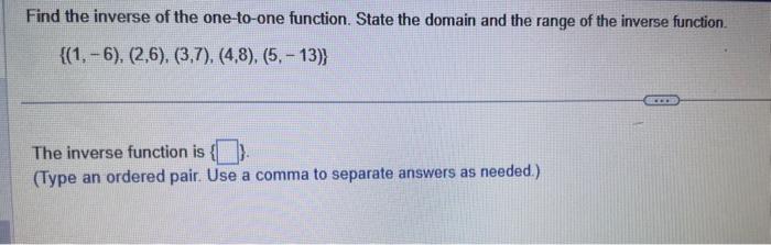 Solved Find the inverse of the one-to-one function. State | Chegg.com