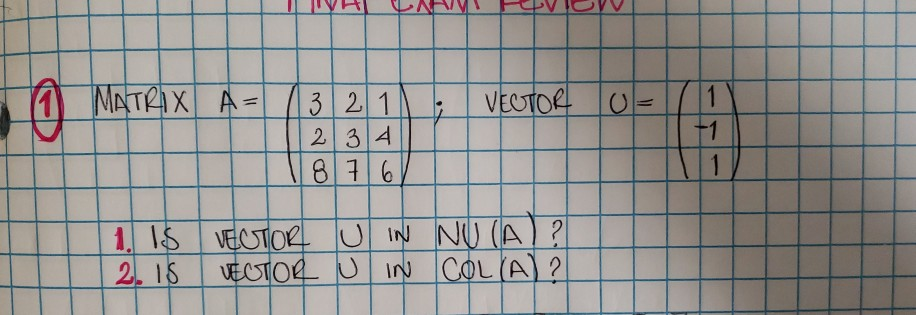 Solved PV MATRIX A= VECTOR 0=1/ ( 3 2 1 1 , 1 2 3 4 1876 | Chegg.com