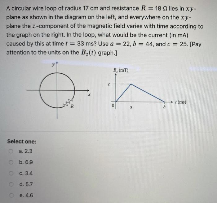 Solved A circular wire loop of radius 17 cm and resistance R | Chegg.com