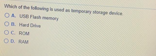 Solved Which of the following is used as temporary storage | Chegg.com