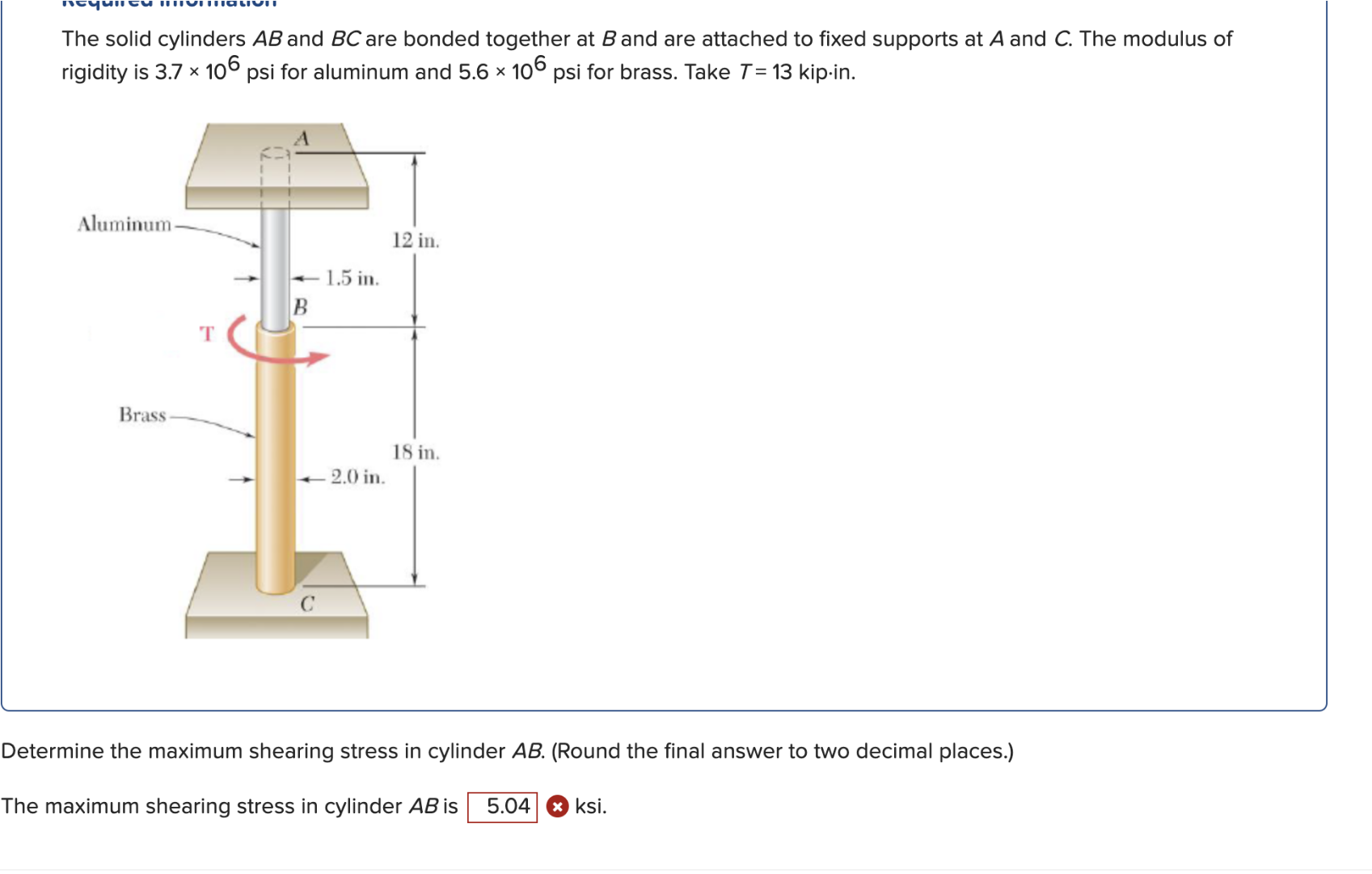 solved-the-solid-cylinders-ab-and-bc-are-bonded-together-at-chegg