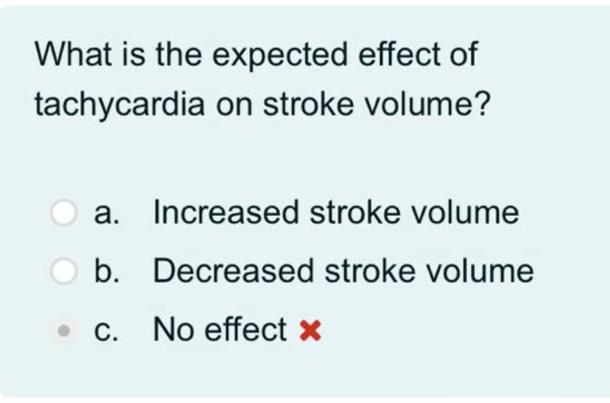 Solved What is the expected effect of tachycardia on stroke | Chegg.com