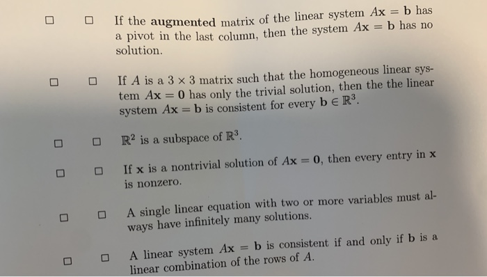 Solved If the augmented matrix of the linear system Ax = b | Chegg.com