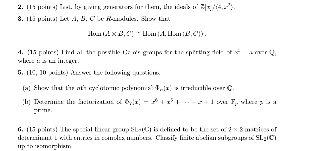 Solved (15 ﻿points) ﻿List, by giving generators for them, | Chegg.com