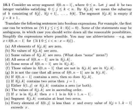 Solved 10.1 Consider an array segment b[0..n−1], where 0≤n. | Chegg.com