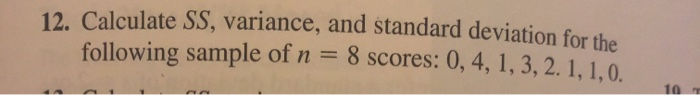 Solved 12. Calculate SS, variance, and standard deviation | Chegg.com