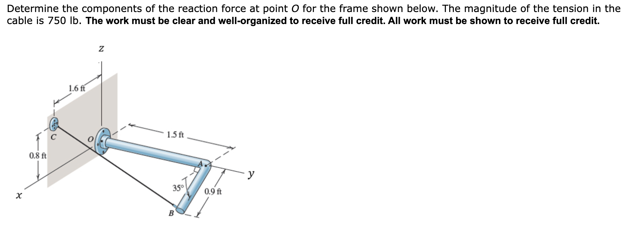 Solved Determine the components of the reaction force at | Chegg.com