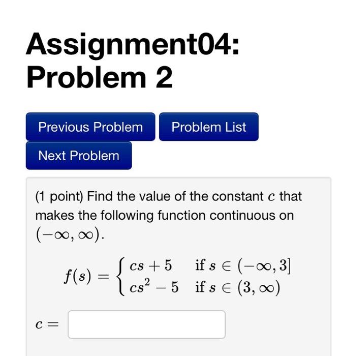 Solved Assignment04: Problem 2 (1 point) Find the value of | Chegg.com