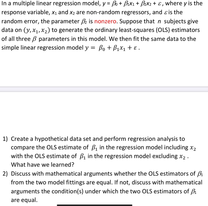 Solved In a multiple linear regression model, y = Bo + B1X1 | Chegg.com