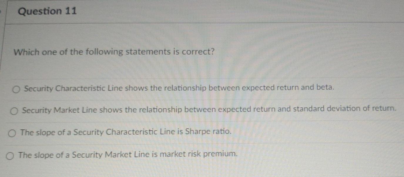 Solved Question 11 Which one of the following statements is | Chegg.com