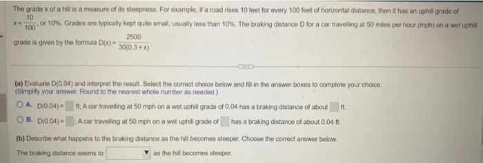 Solved The grade x of a hill is a measure of its steepness. | Chegg.com