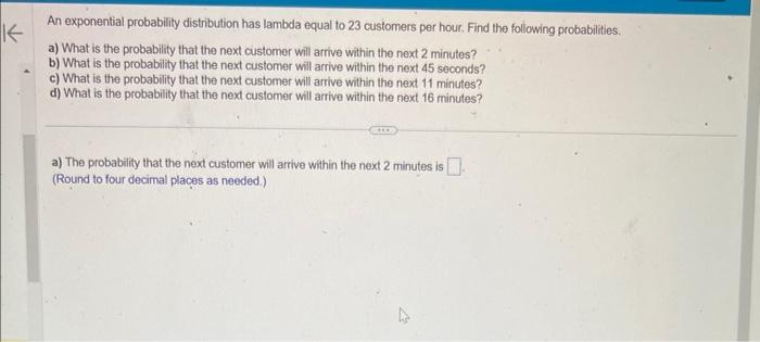 Solved An exponential probability distribution has lambda | Chegg.com