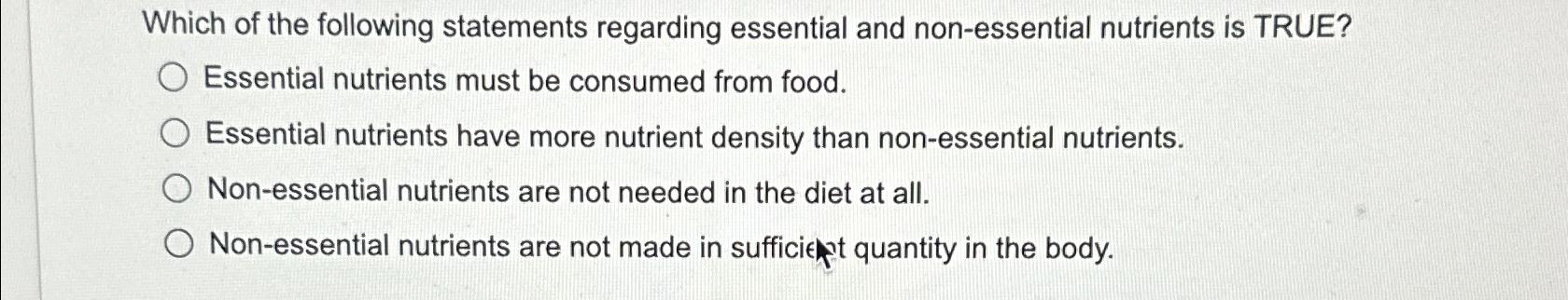 Solved Which of the following statements regarding essential | Chegg.com