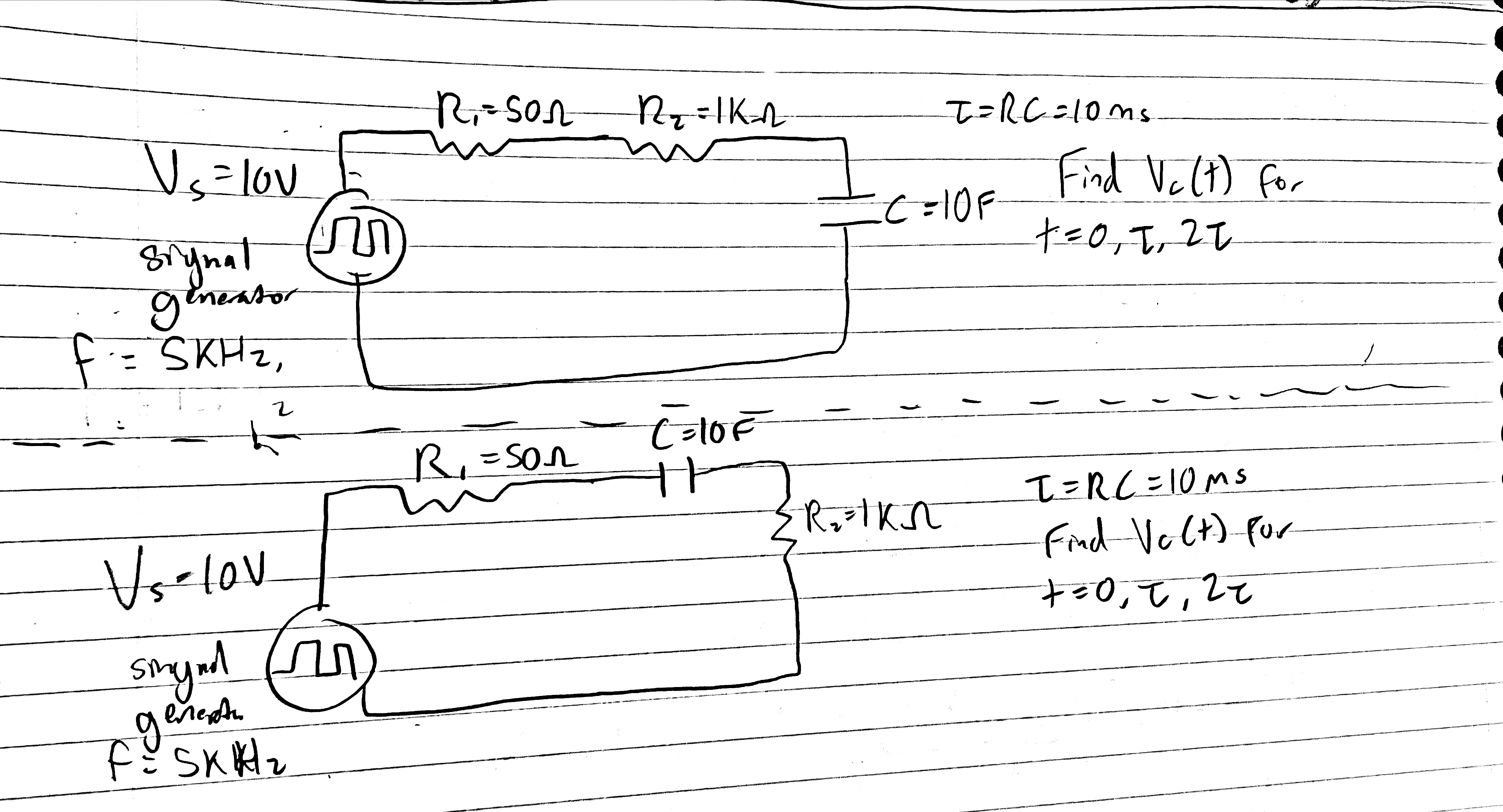 Solved I need to find Vc(t) ﻿ for t=0,\tau , 2\tau ,for the | Chegg.com