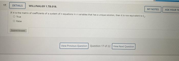 Solved 17 My Notes Ask Your Te Details Willinalg9 1 Tb 018
