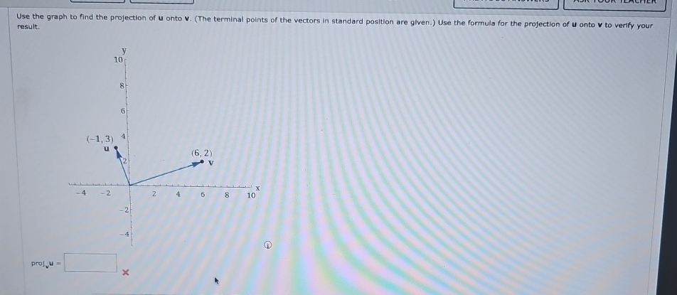 Solved Use the graph to find the projection of u ﻿onto | Chegg.com
