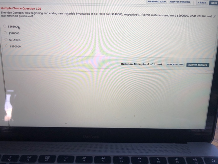 Solved STANDARD VIEW PRINTER VERSION « BACK NEXT Multiple | Chegg.com
