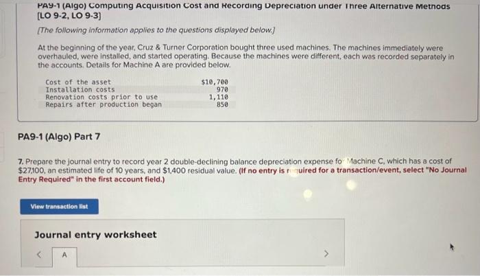 Solved Required information PA9-1 (Algo) Computing | Chegg.com