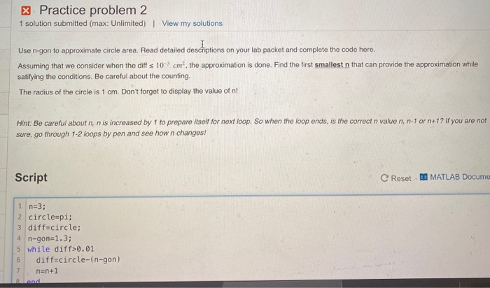 Solved x Practice problem 2 1 solution submitted (max: | Chegg.com