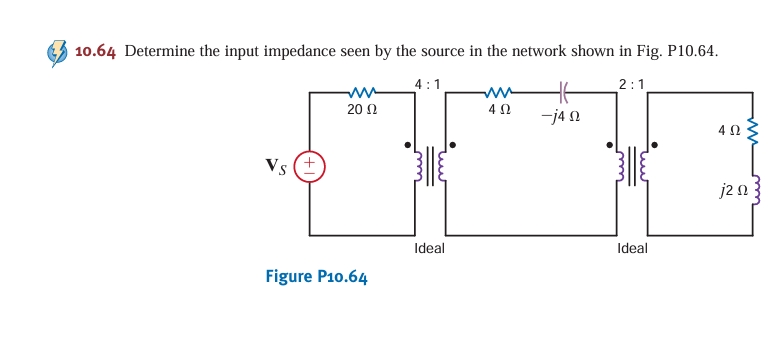 Solved 10.64 ﻿Determine the input impedance seen by the | Chegg.com