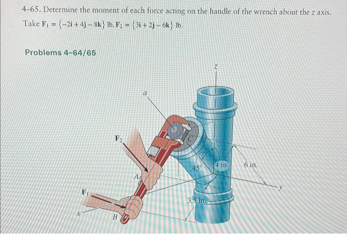 Solved 4-65. Determine the moment of each force acting on | Chegg.com