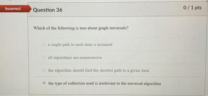 Solved 0/1 pts Incorrect Question 37 In the pseudocode for | Chegg.com