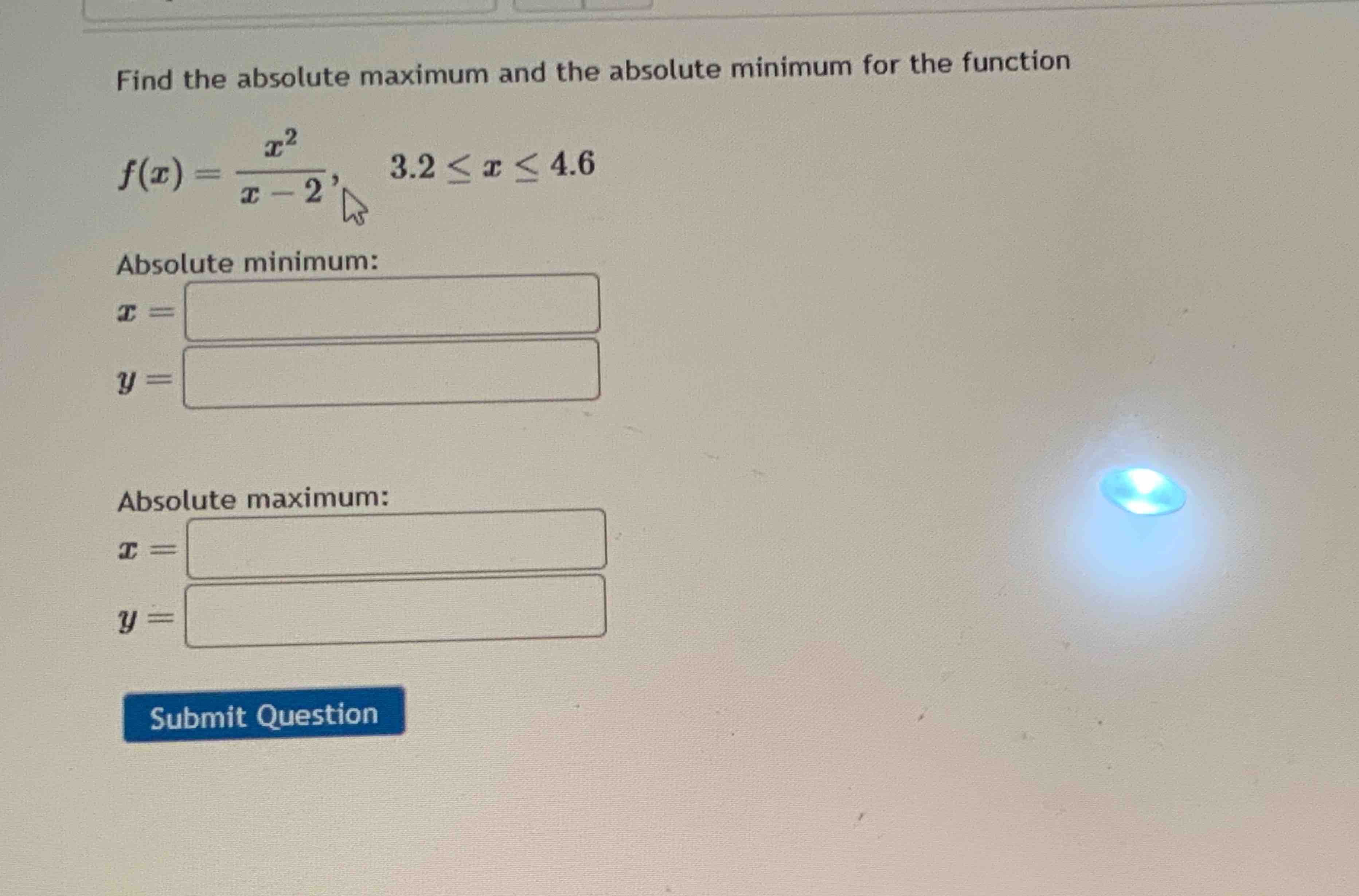 Solved Find the absolute maximum and the absolute minimum | Chegg.com