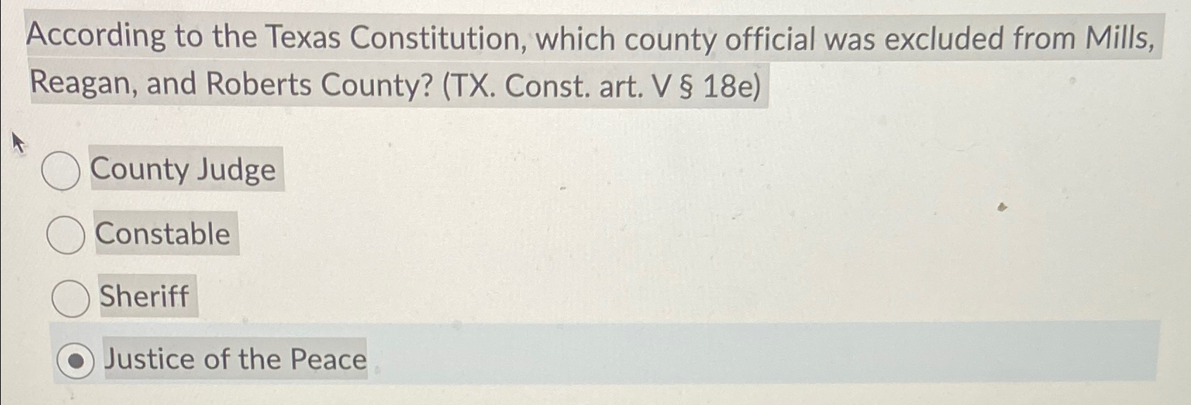 Solved According to the Texas Constitution, which county | Chegg.com