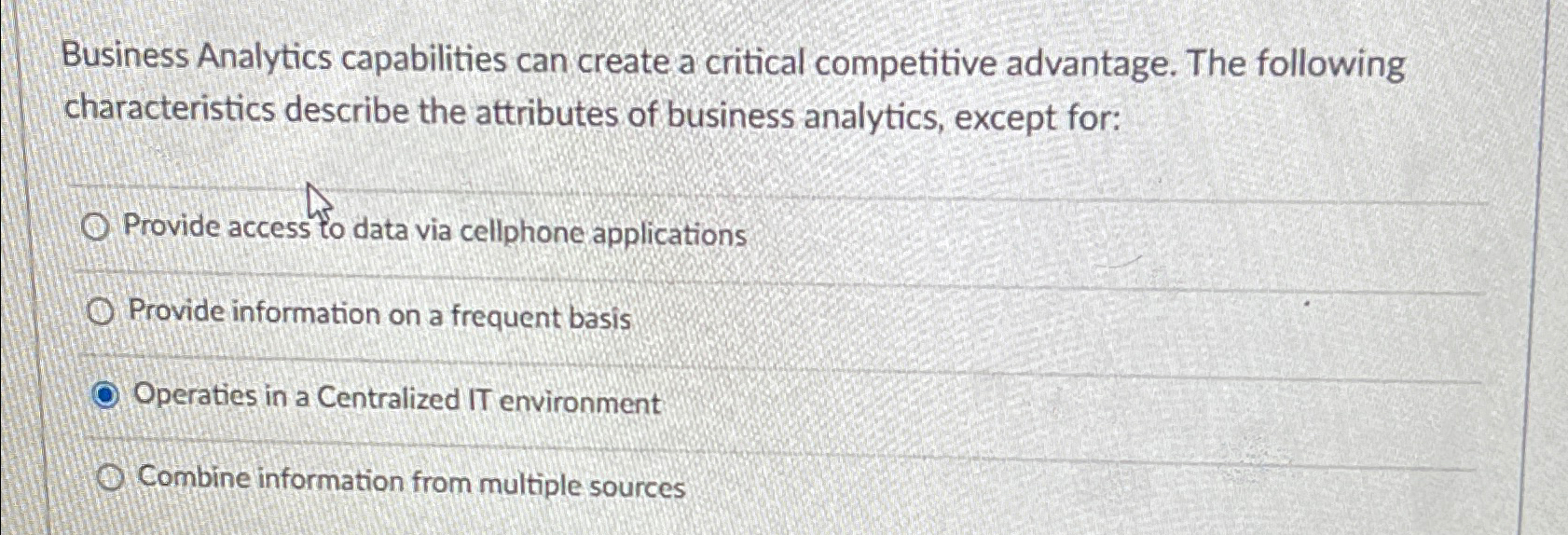 Solved Business Analytics capabilities can create a critical | Chegg.com