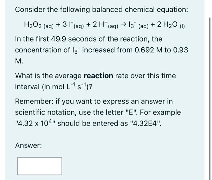 Solved Consider the following balanced chemical equation: | Chegg.com
