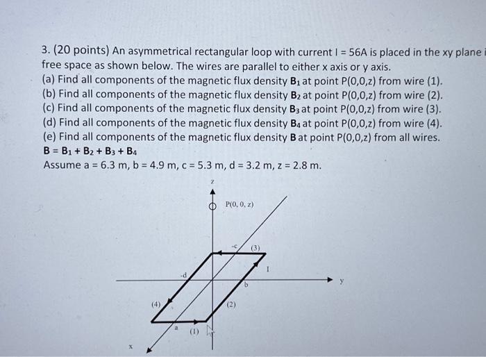 Solved 3. (20 points) An asymmetrical rectangular loop with | Chegg.com