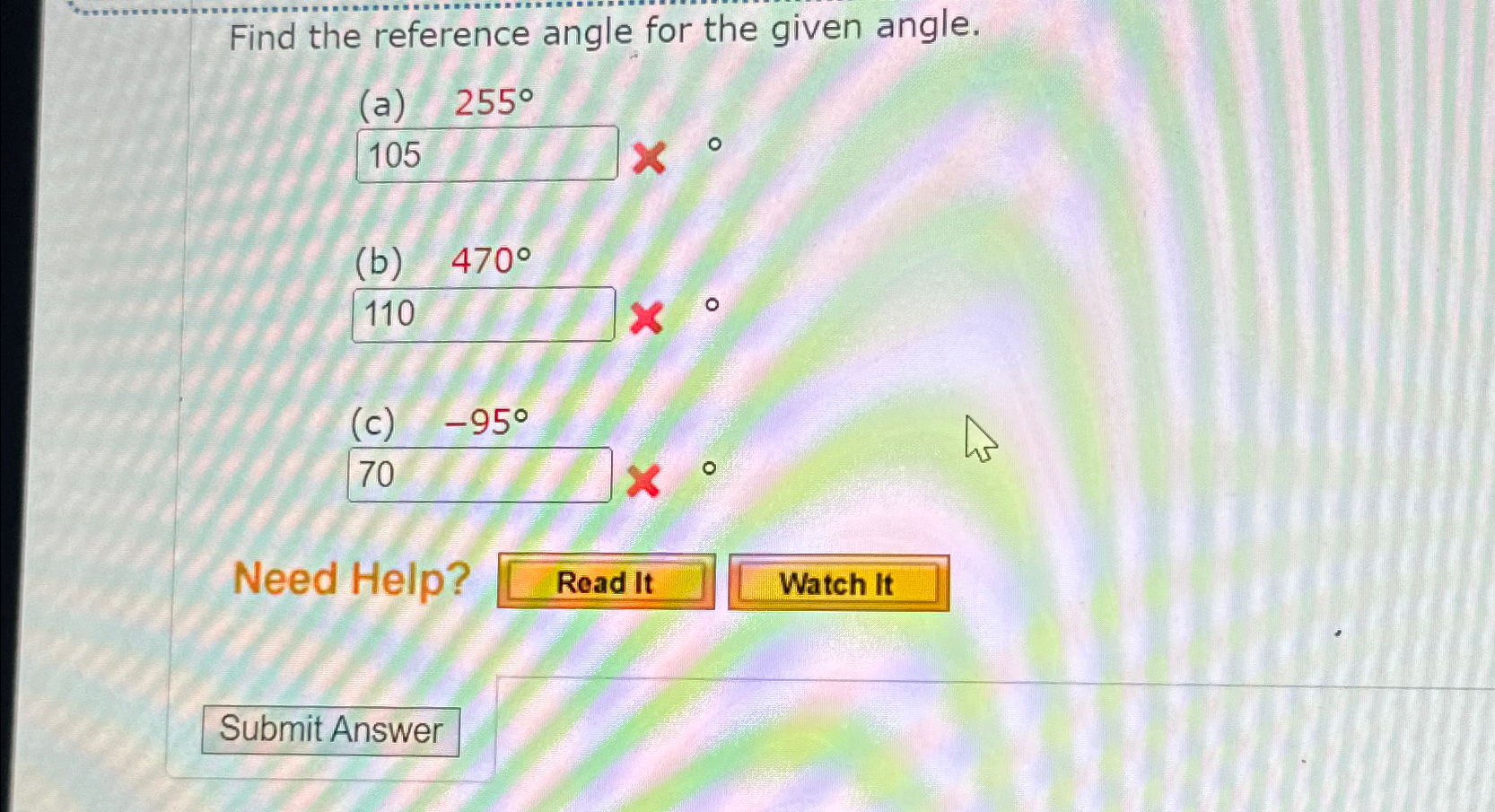 Solved Find the reference angle for the given | Chegg.com