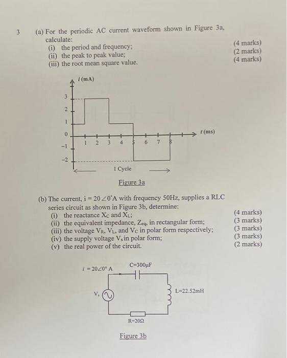 Solved 3 (a) For the periodic AC current waveform shown in | Chegg.com