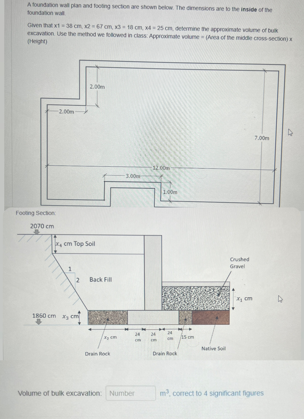 Solved A foundation wall plan and footing section are shown | Chegg.com